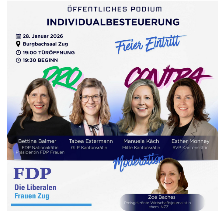 SVP Kanton Zug - Öffentliches Podium zur Individualbesteuerung